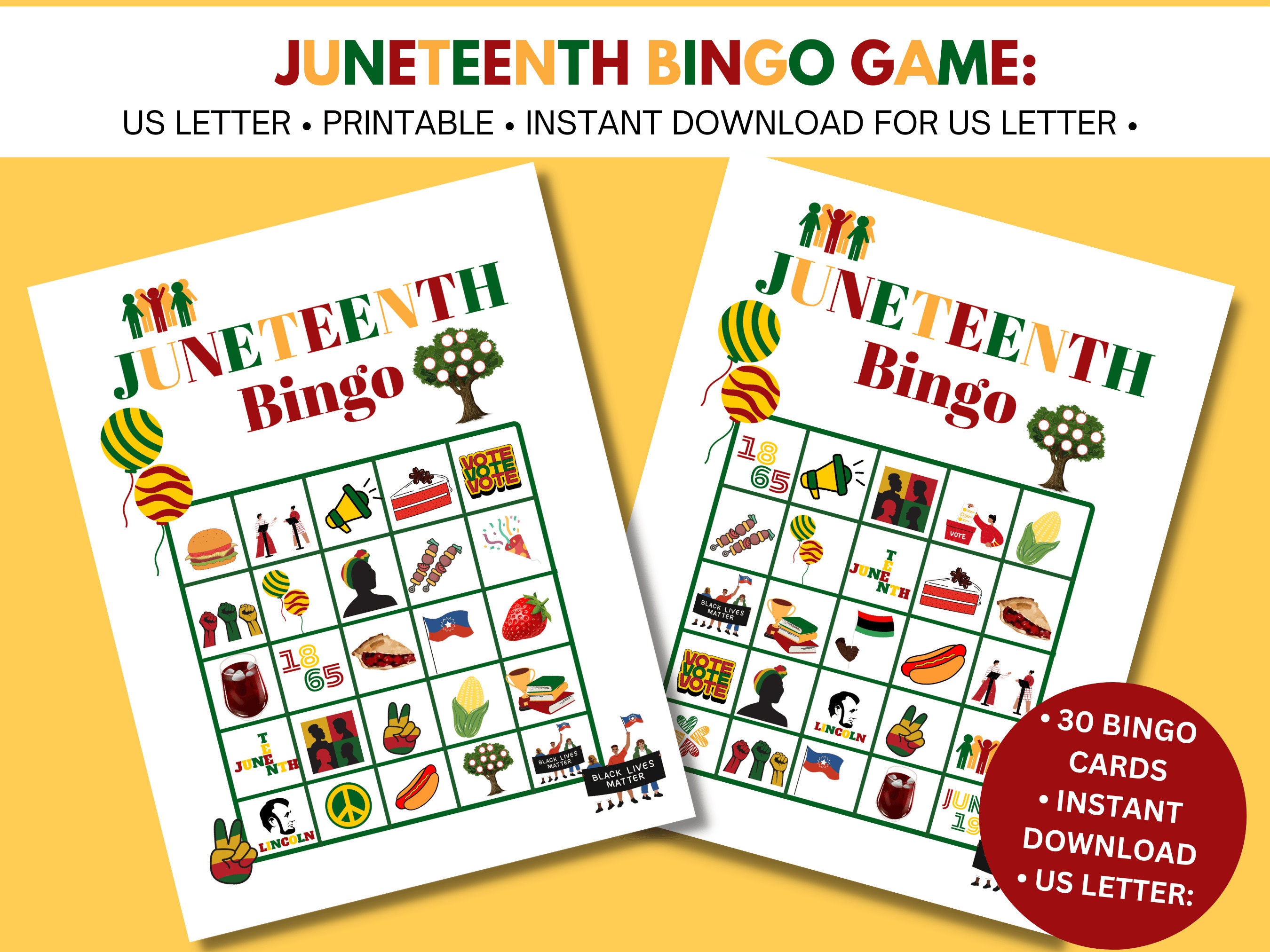 Printable Juneteenth Party Bingo Game for Kids and Adults | Black ...