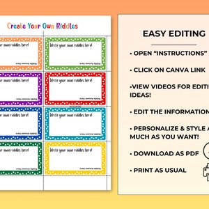 Editable Lunchbox Notes for Kids, Icebreaker Riddles for Back to School ...