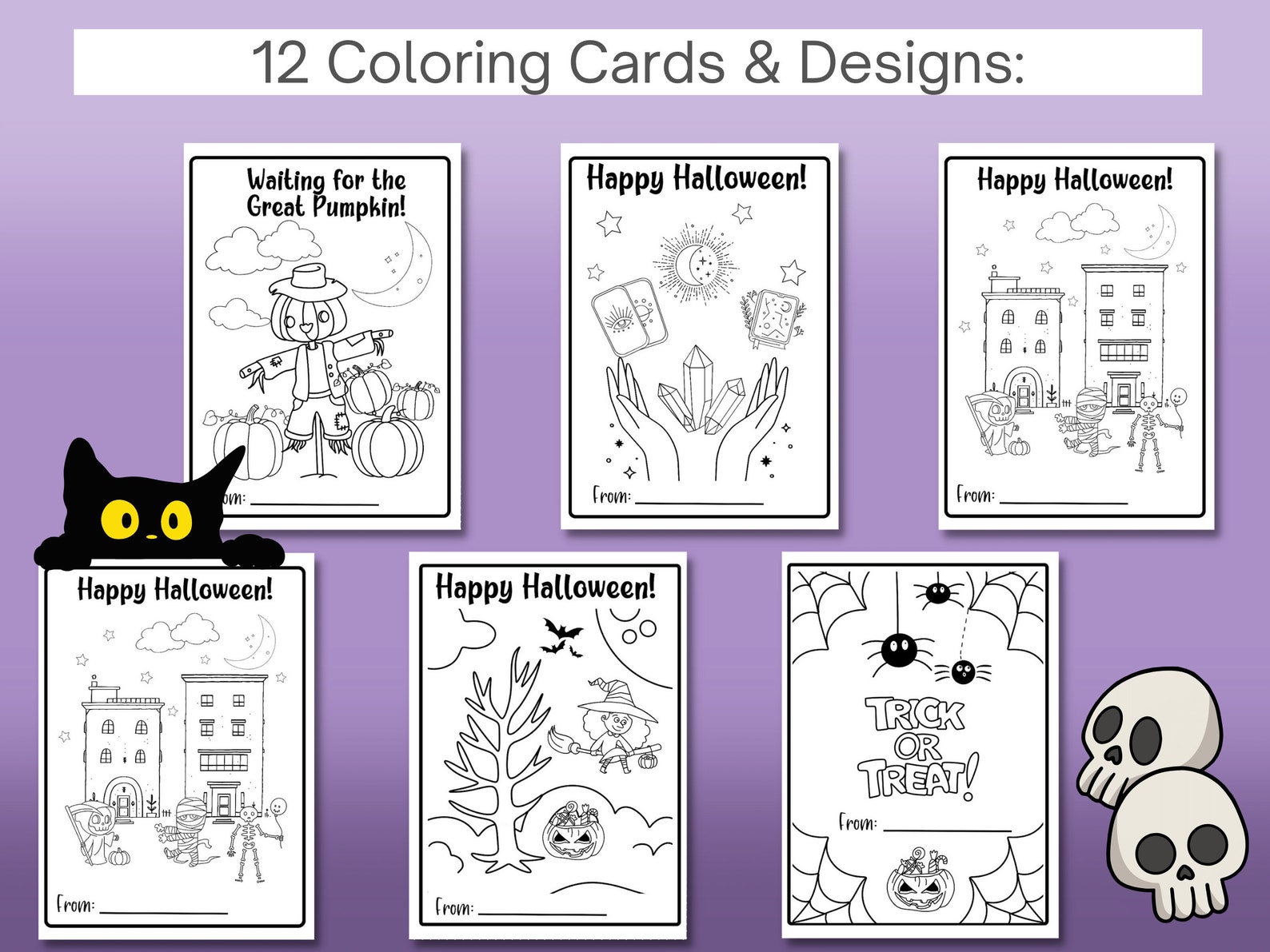 Printable Halloween Coloring Pages and Cards for Kids to Color and ...
