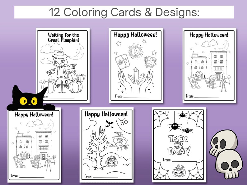 Printable Halloween Coloring Pages and Cards for Kids to Color and ...