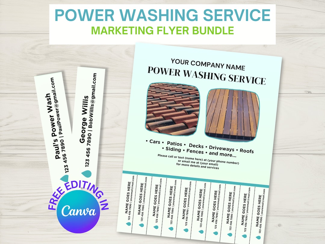 Power Washing Service Tear-off Flyer, 3 Unique Designs, Editable Canva ...