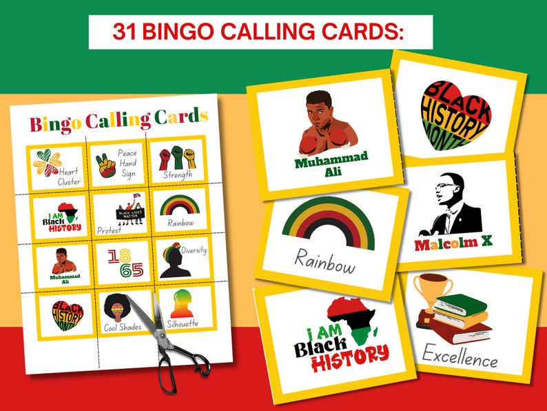 Printable Black History Bingo Game Black History Month Party Game All ...