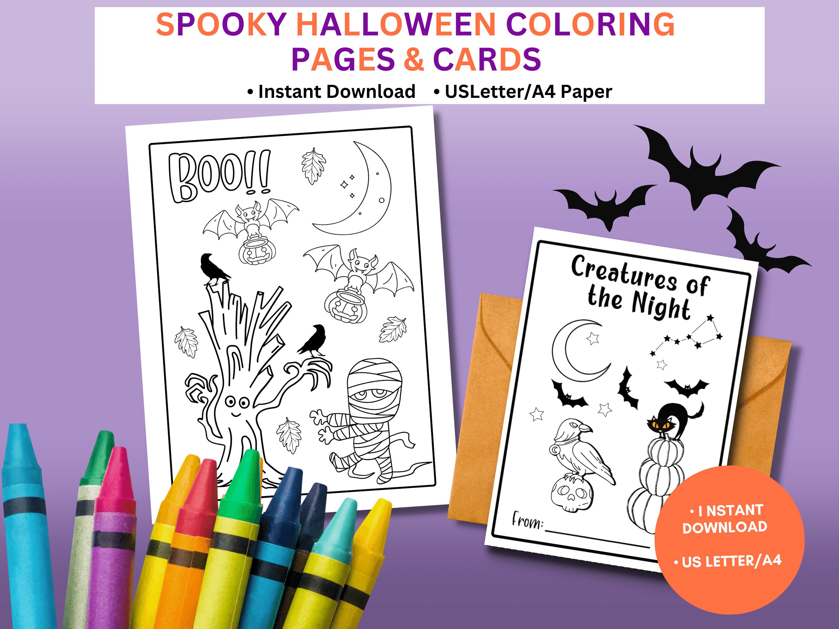 Printable Halloween Coloring Pages and Cards for Kids to Color and ...