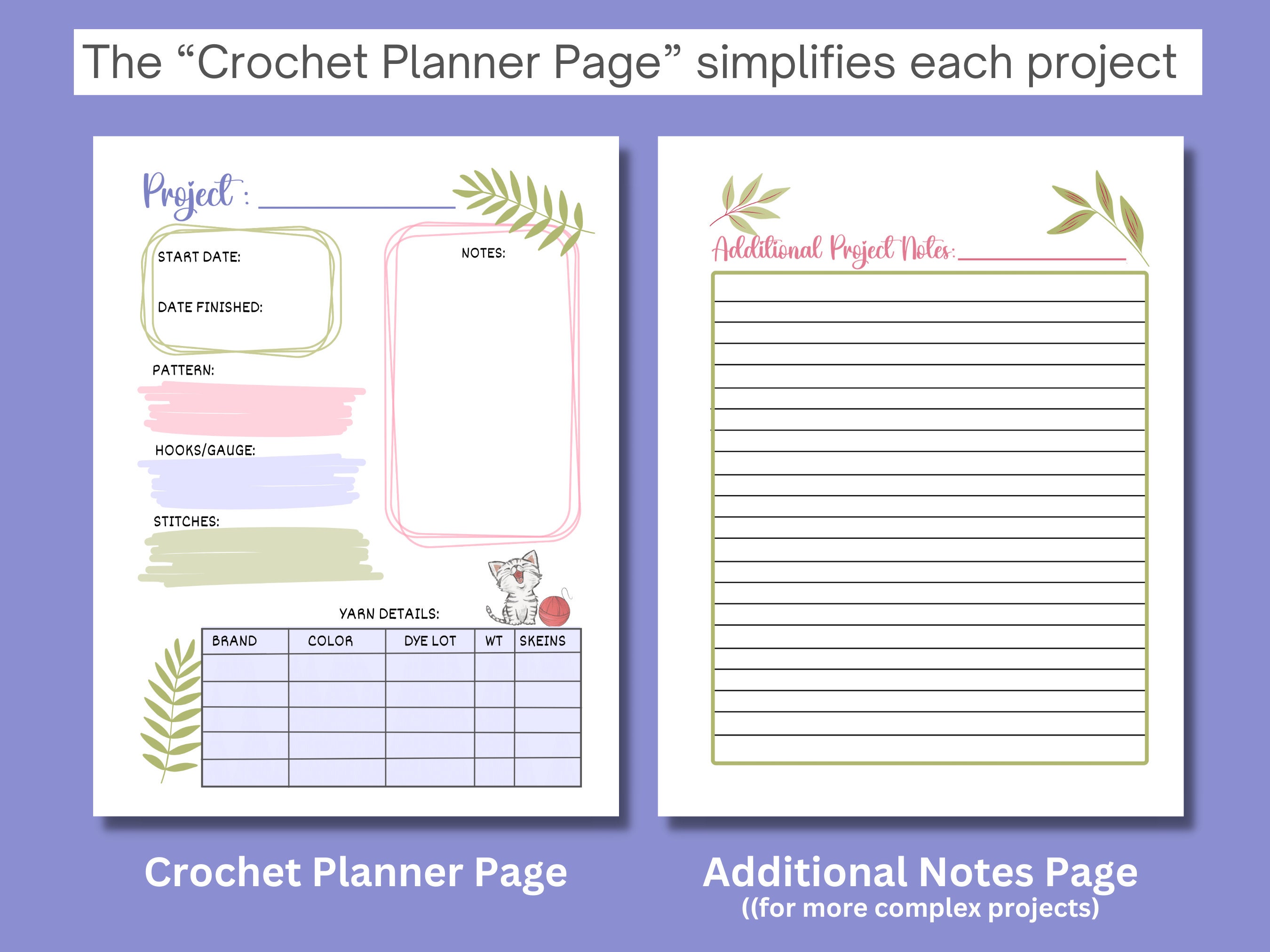 Printable Crochet Project Planner and Journal With a Bonus Row Counter ...
