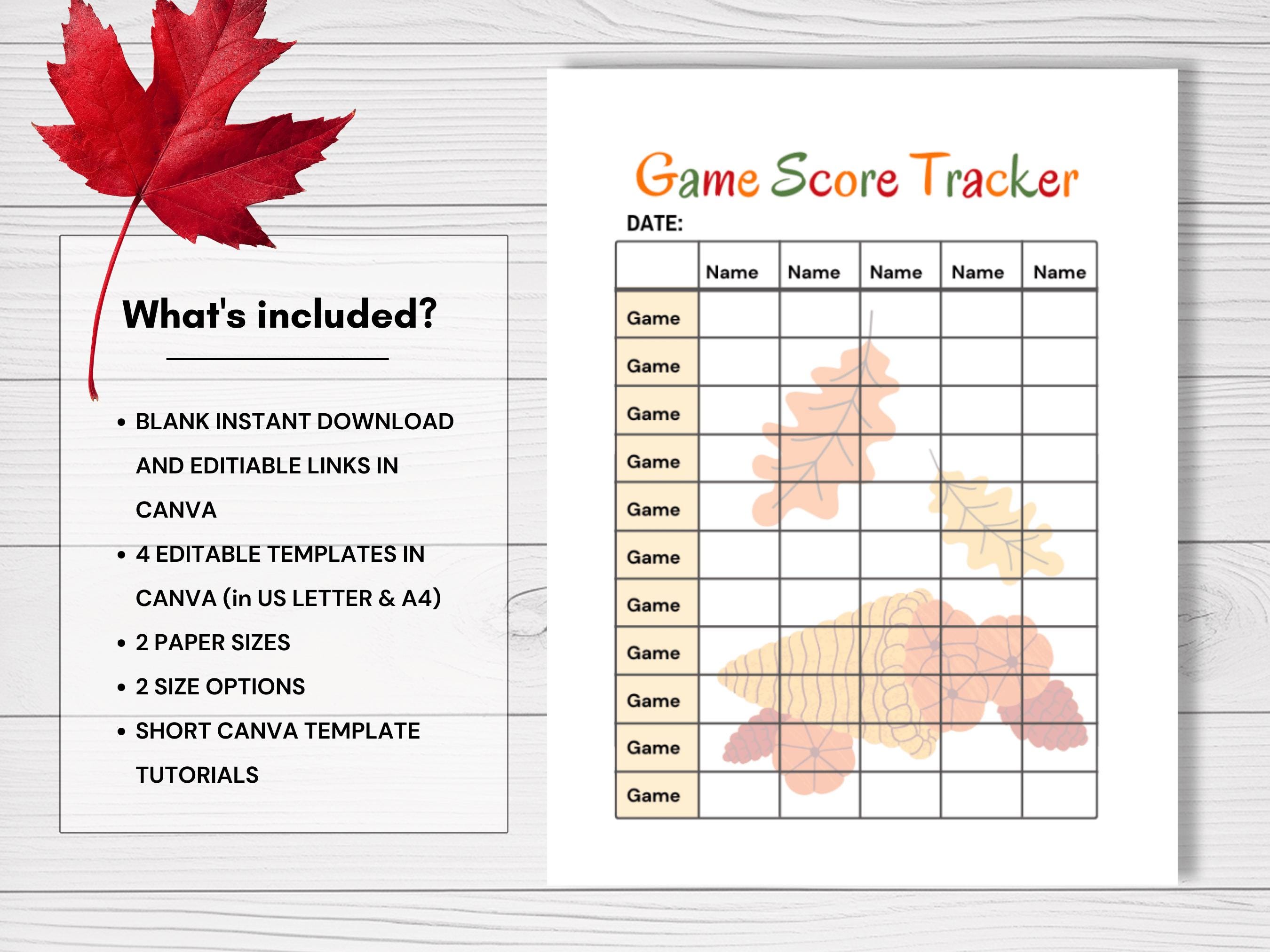 Holiday Season Game Score Tracker for Holiday Party Games and Family ...