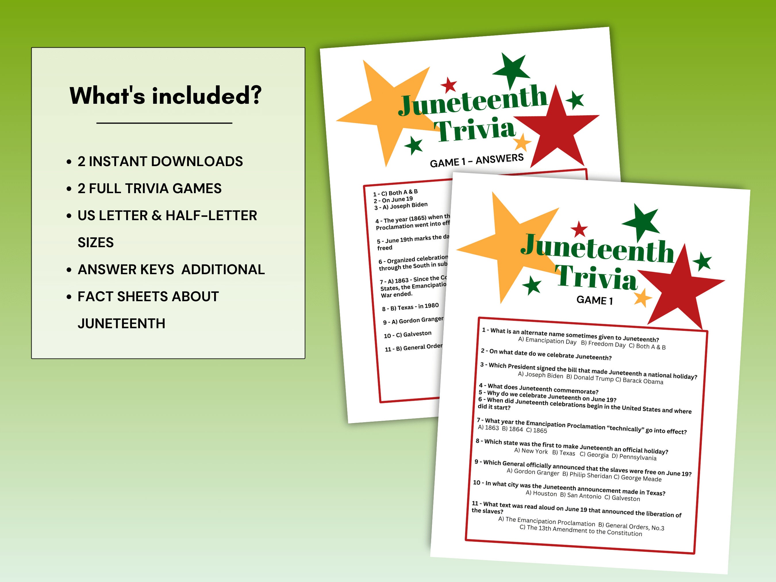 Printable Juneteenth Trivia Game, Black History Trivia Game, Juneteenth ...