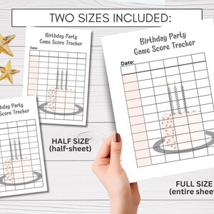 Editable Birthday Game Score Trackers for Kids and Adult Birthday ...
