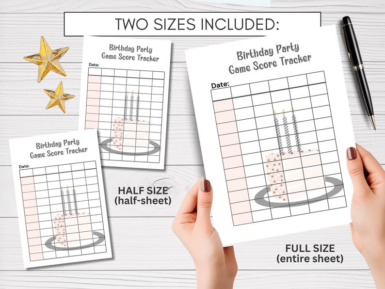 Editable Birthday Game Score Trackers for Kids and Adult Birthday ...