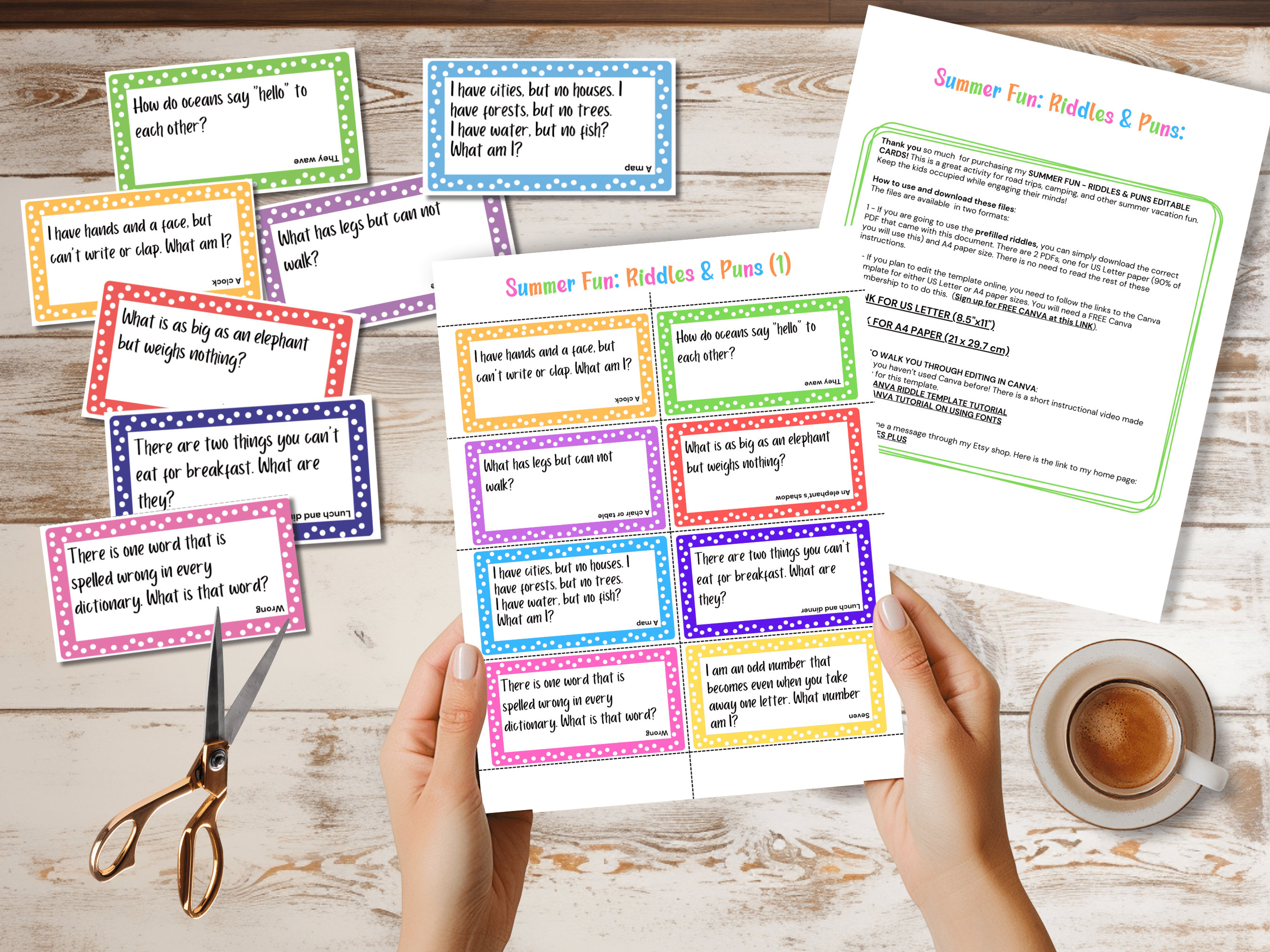 Editable Riddle Me This Cards for Kids, 30 Riddles Plus Editable Canva ...