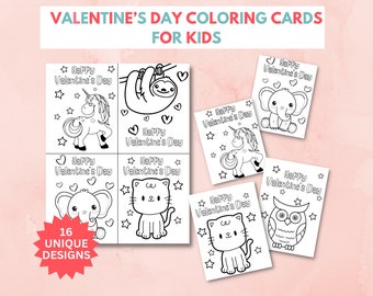 Valentine Coloring Cards for Kids Printable Valentine's Day Cards ...