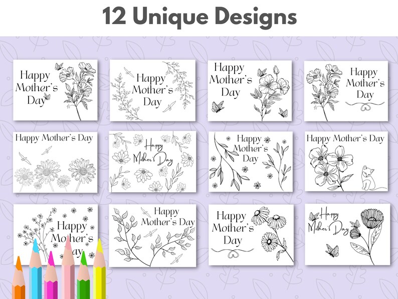 Printable Mother’s Day Coloring Cards for Adults, Older Kids, & Teens ...