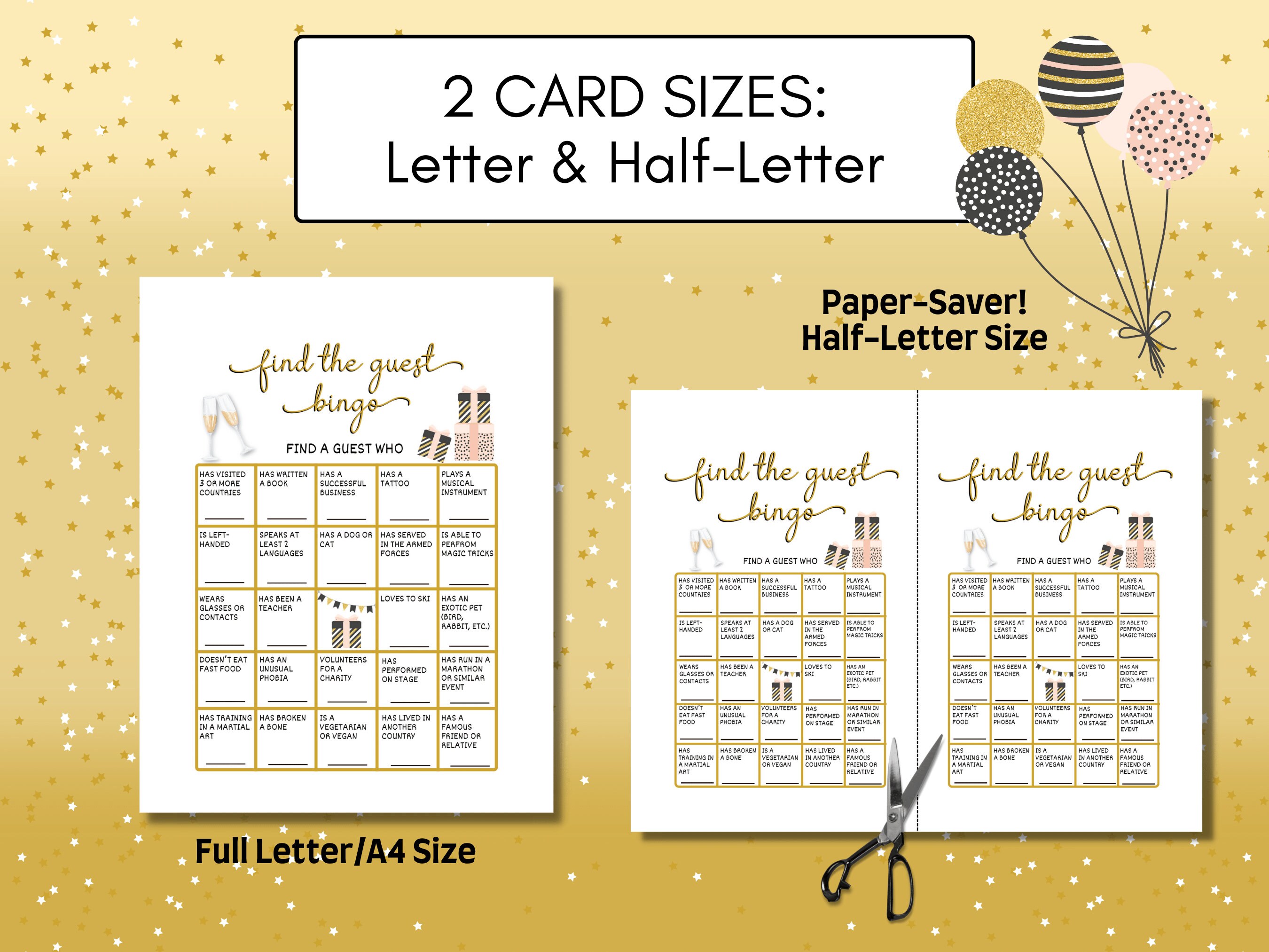 Editable Find the Guest Bingo Game for Birthday Parties | Printable ...