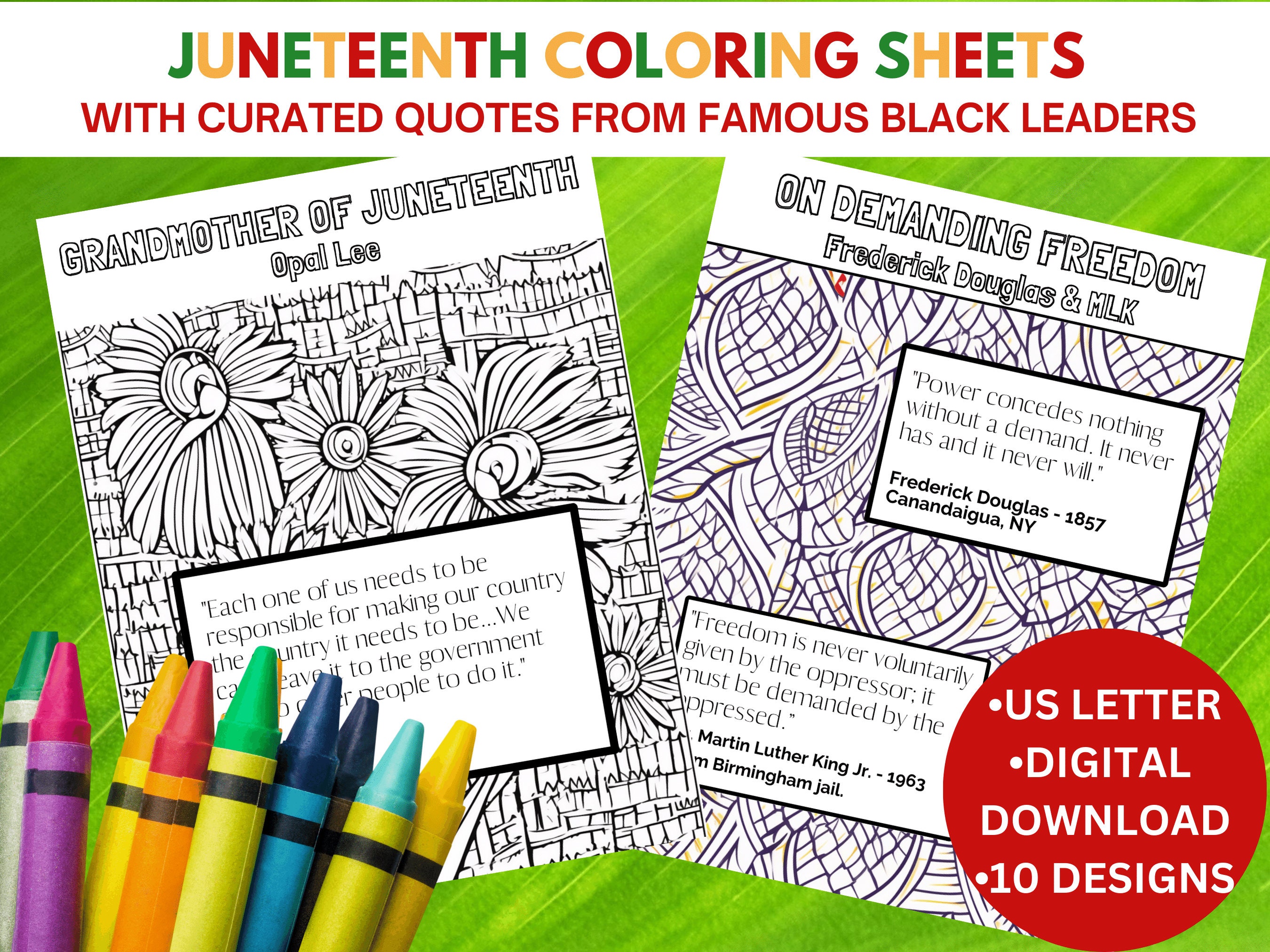 Juneteenth Coloring Sheets and Famous Quotes From Black History’s Great ...