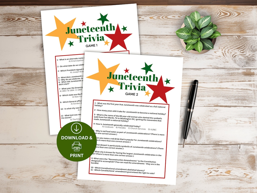 Printable Juneteenth Trivia Game, Black History Trivia Game, Juneteenth ...