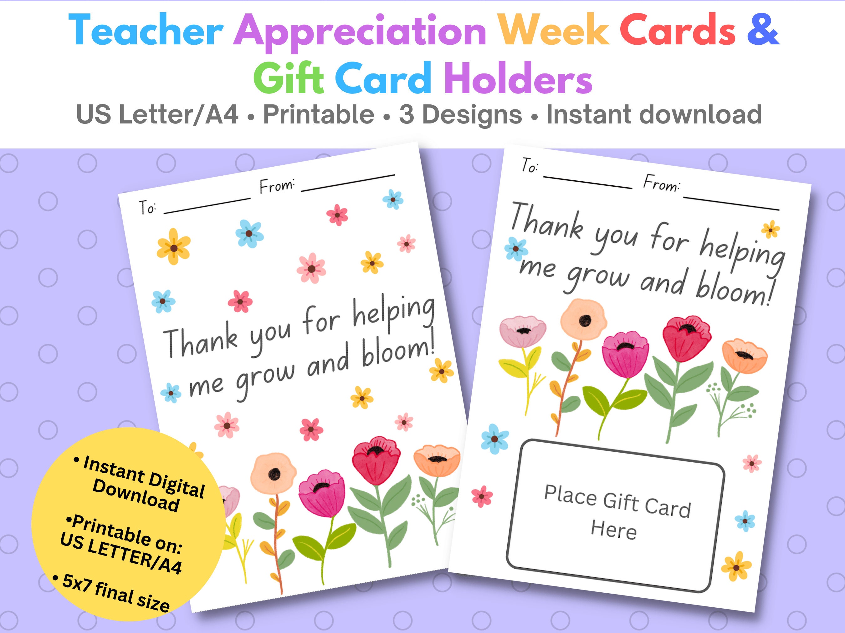 Printable Teacher Appreciation Card and Gift Card Holder | Teacher ...
