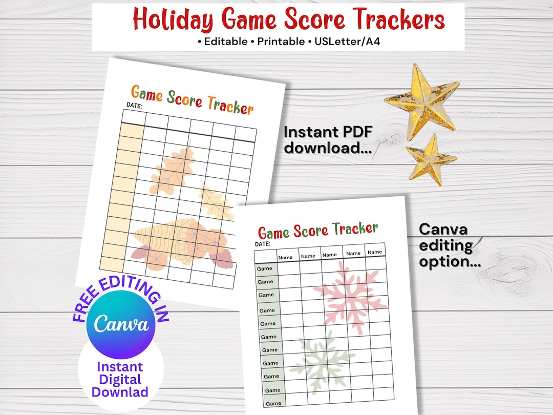 Holiday Season Game Score Tracker for Holiday Party Games and Family ...