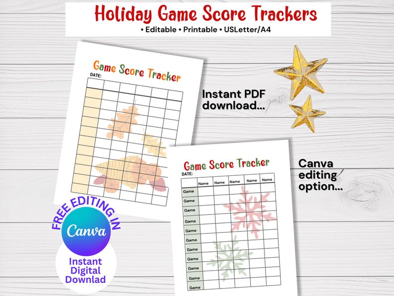 Holiday Season Game Score Tracker for Holiday Party Games and Family ...