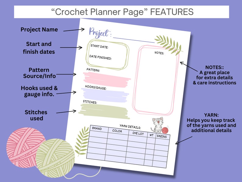 Printable Crochet Project Planner and Journal With a Bonus Row Counter ...