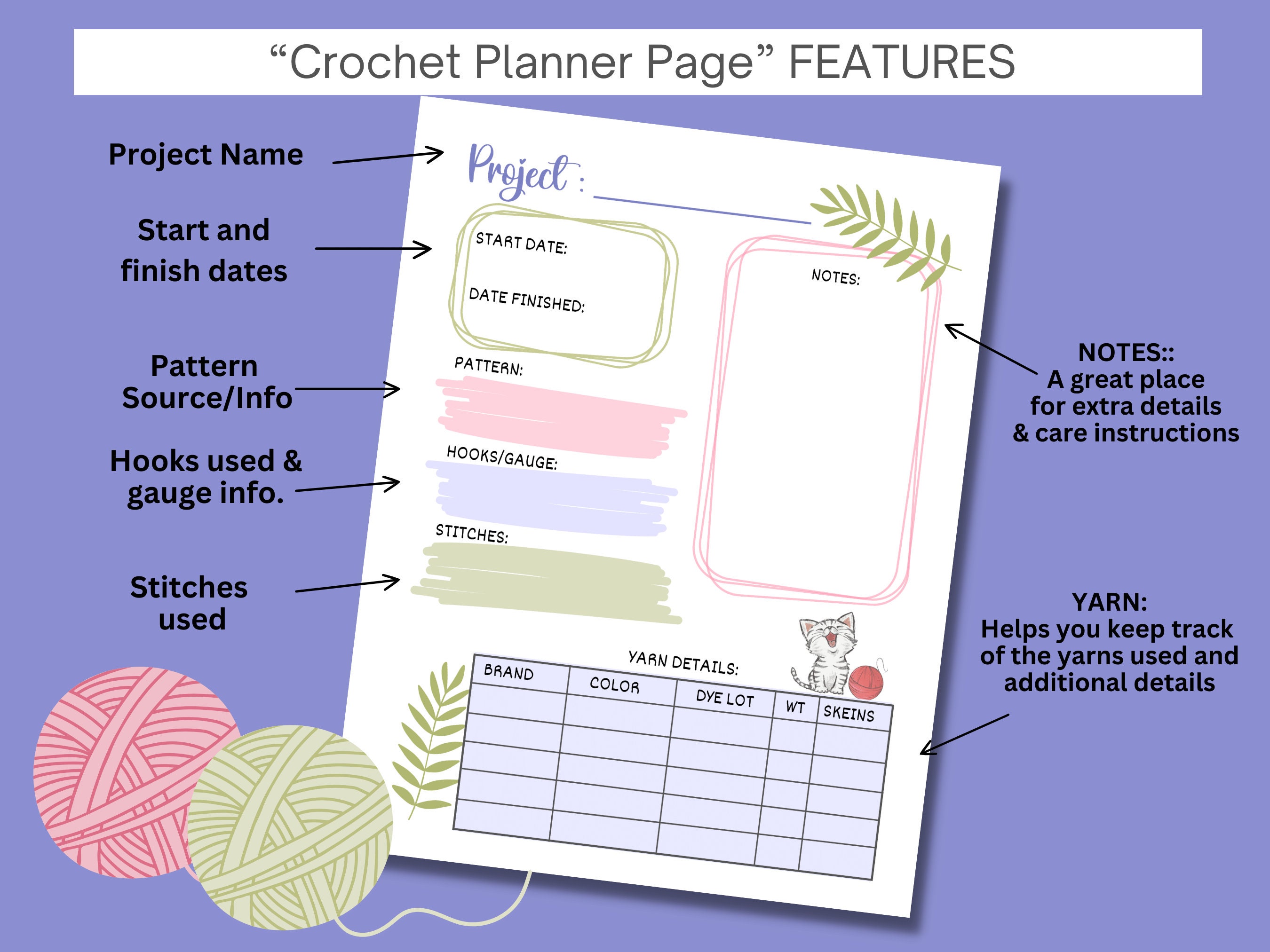 Printable Crochet Project Planner and Journal With a Bonus Row Counter ...