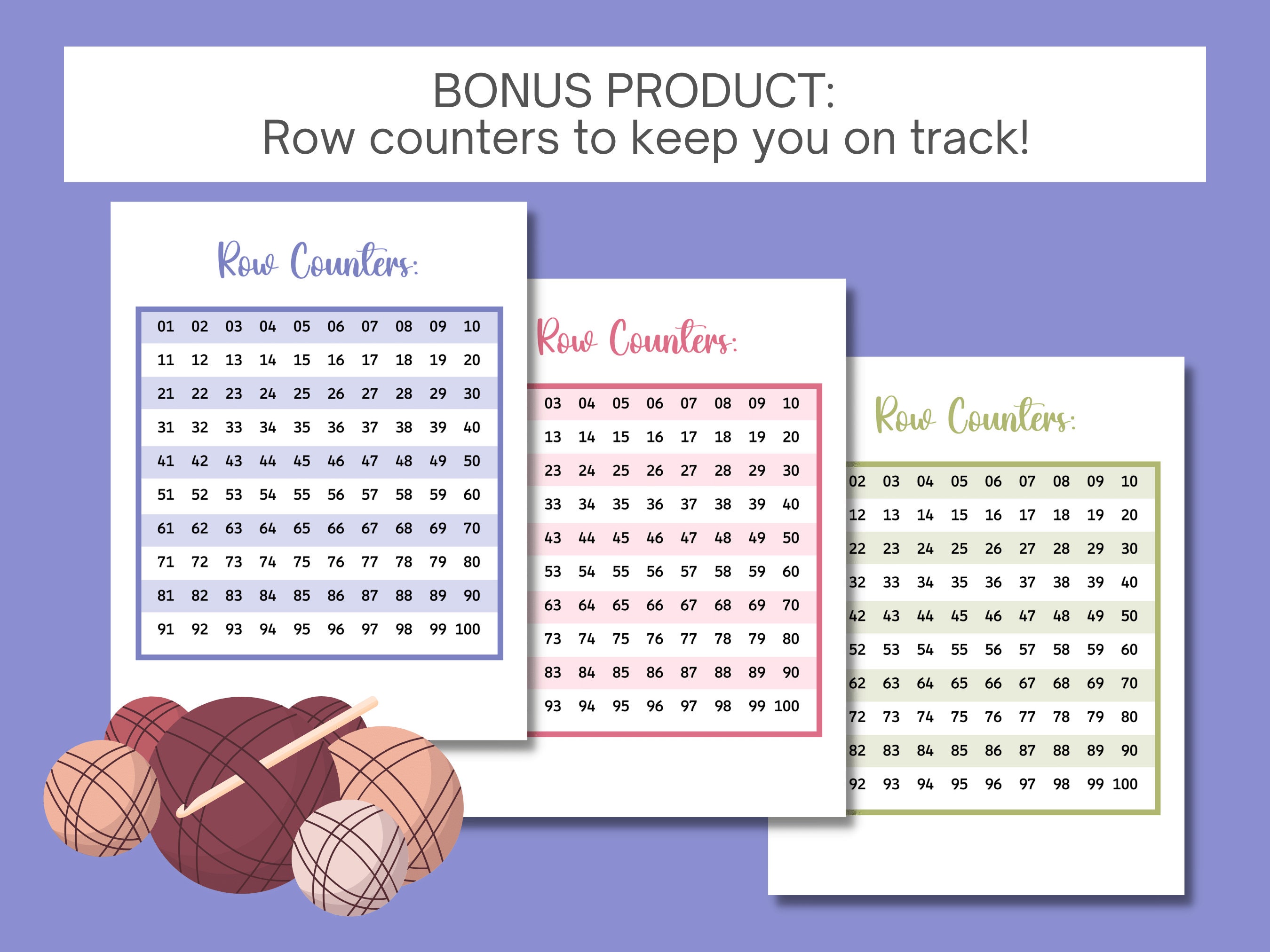 Printable Crochet Project Planner and Journal With a Bonus Row Counter ...