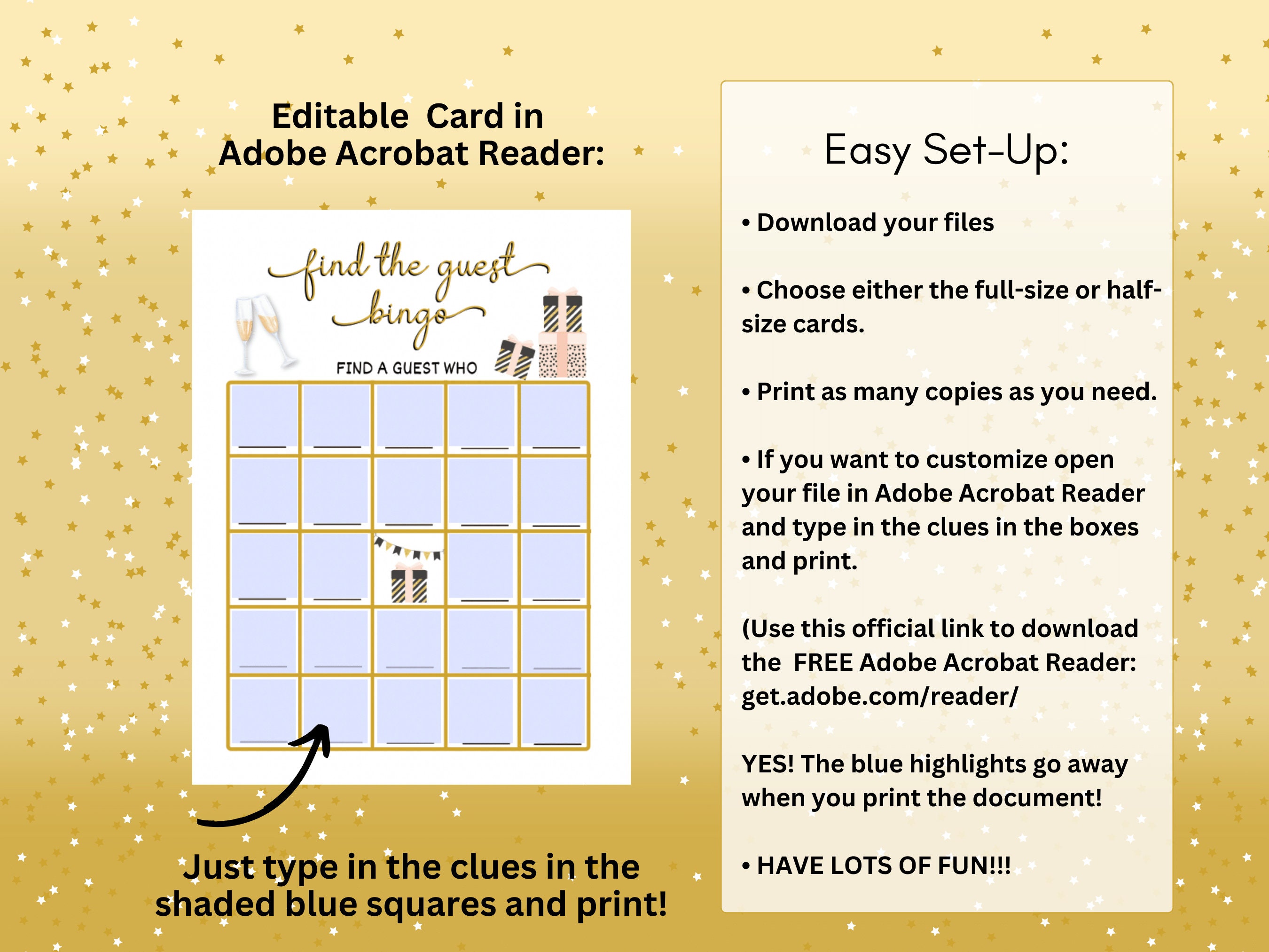 Editable Find the Guest Bingo Game for Birthday Parties | Printable ...