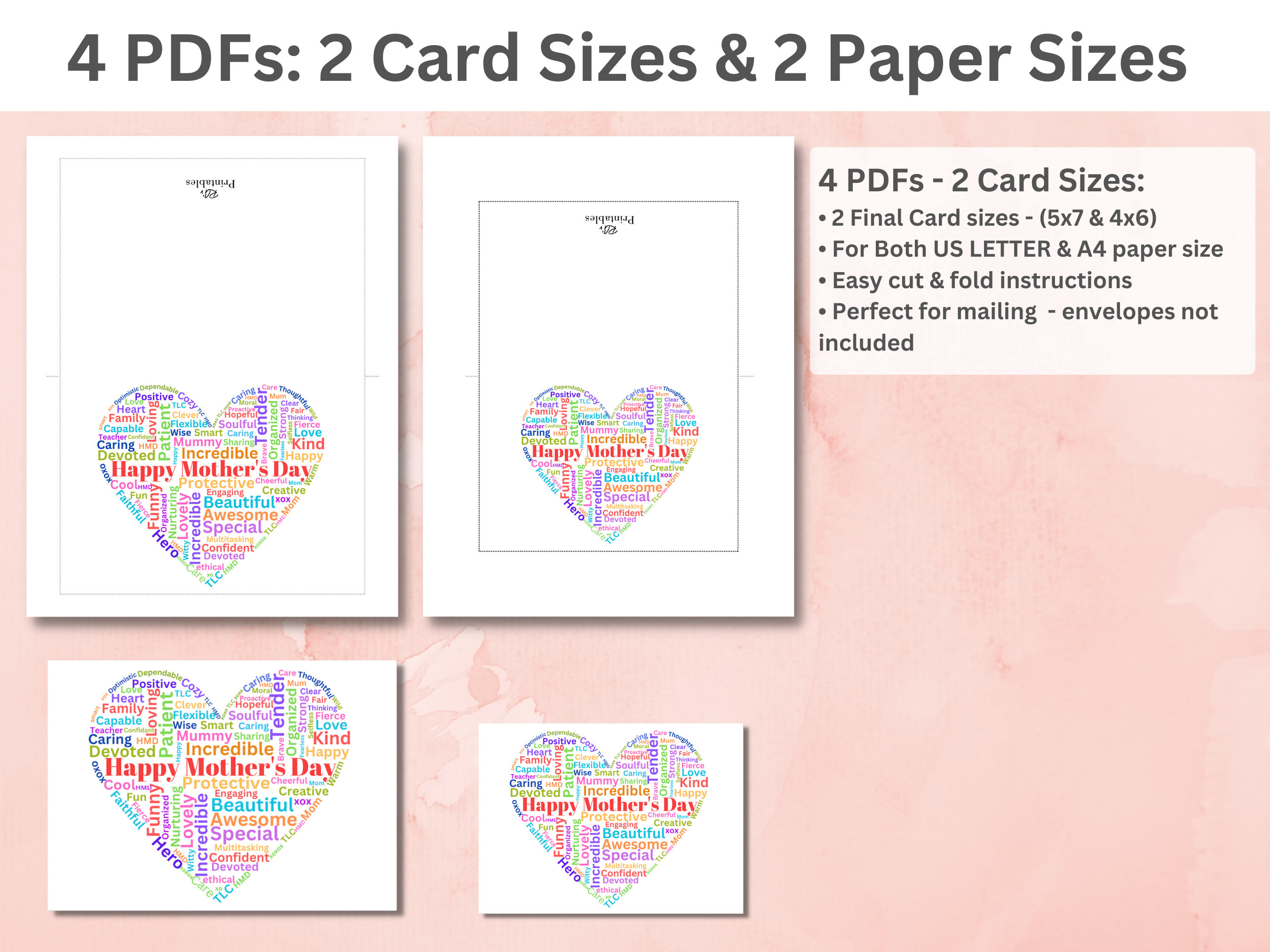 Happy Mothers Day Printable Word Cloud Card | Trendy Mothers Day Card ...