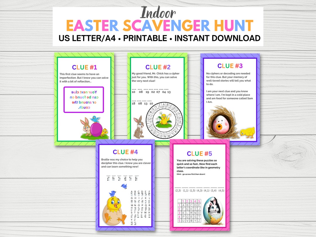 Easter Scavenger Hunt for Kids and Teens | Printable Indoor Easter ...
