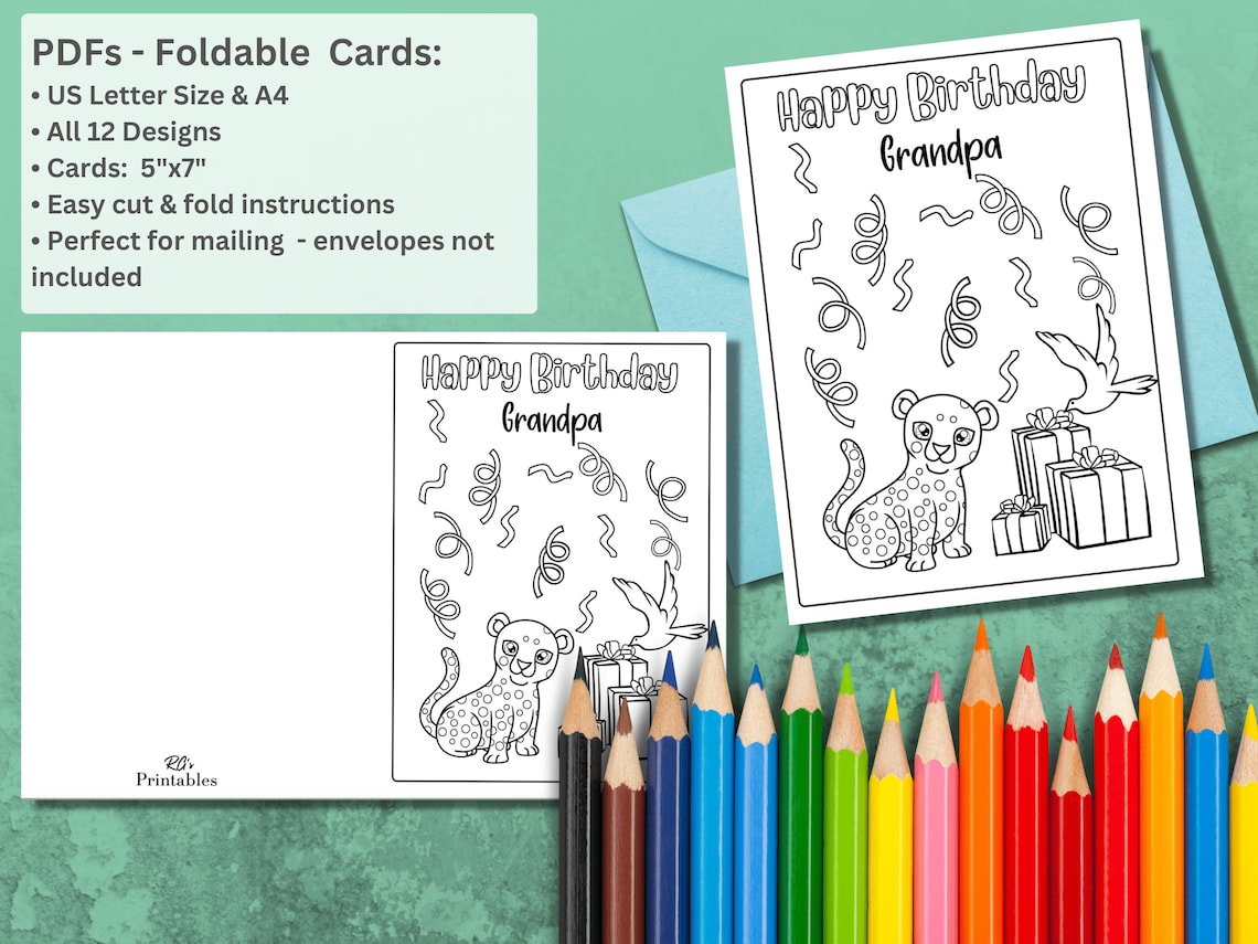 Printable Personalized Birthday Coloring Cards for Kids & From Kids ...