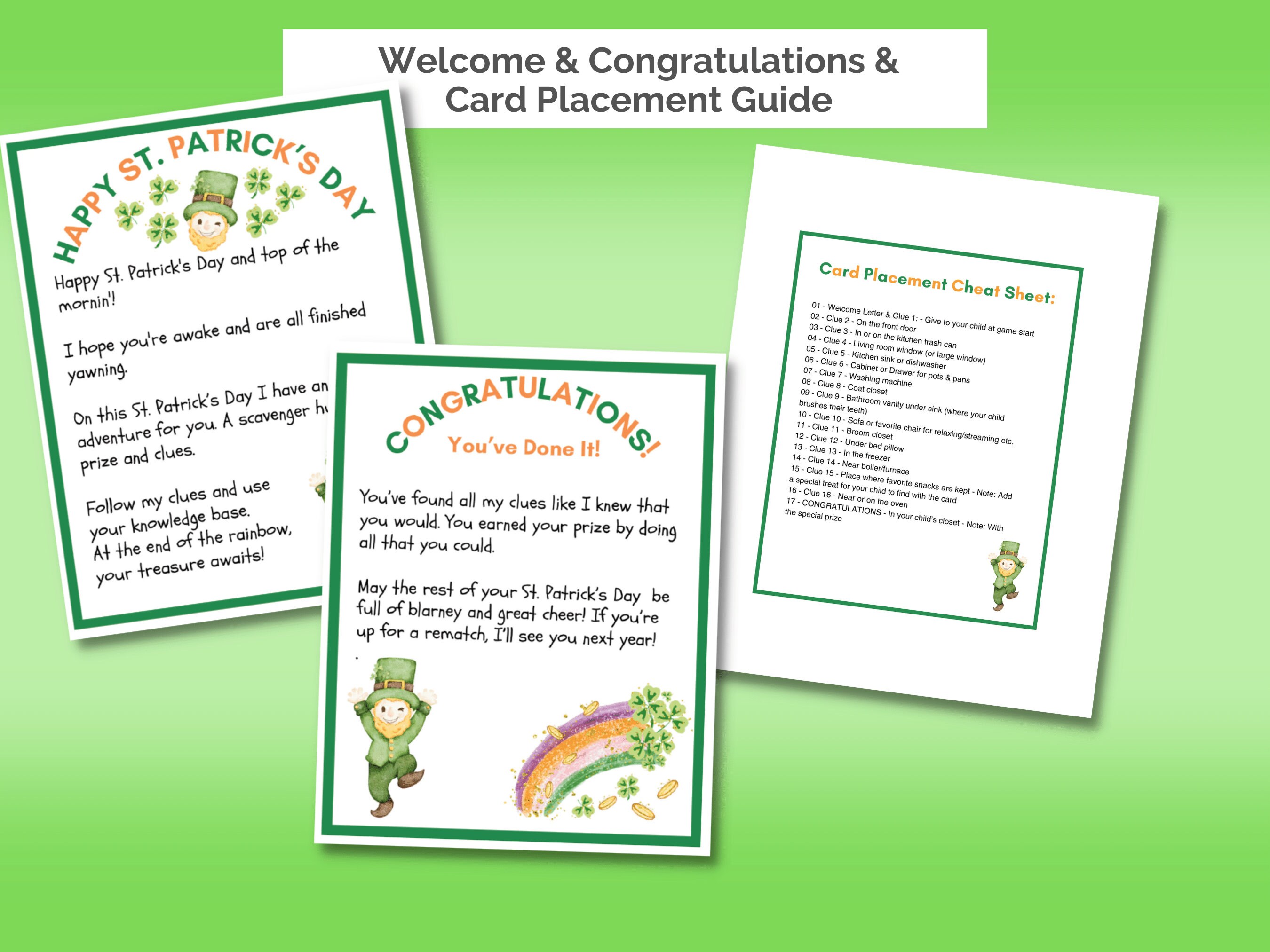 Editable Indoor St Patricks Day Scavenger Hunt for Kids | Printable ...