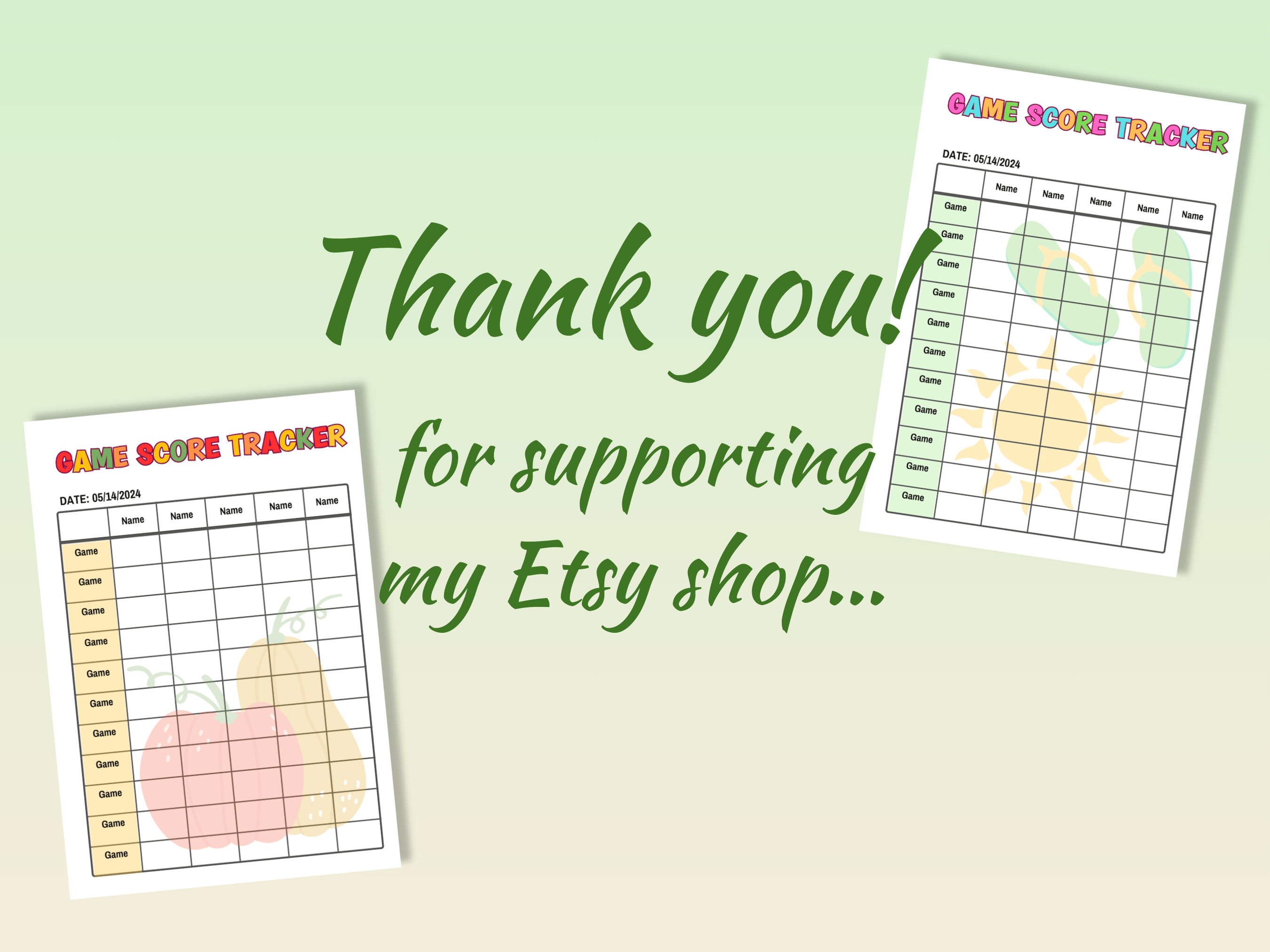 Game Score Tracker Perfect for Family Game Night, Has Seasonal Themes ...