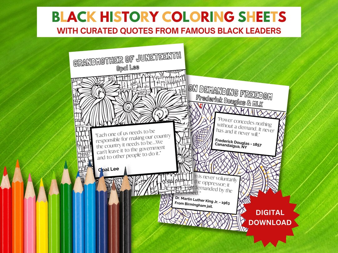 Black History Coloring Sheets and Famous Quotes From Black Month ...
