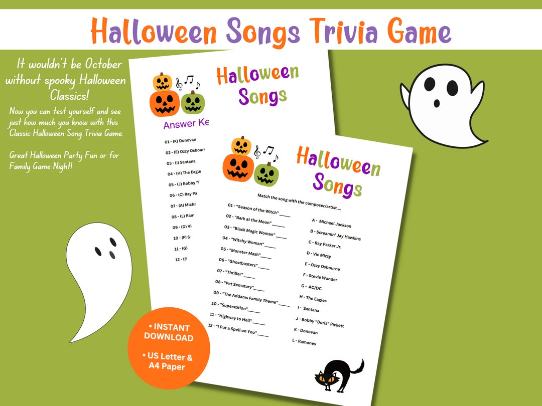 Halloween Music Trivia Game | Halloween Party Game for Tweens, Teens ...