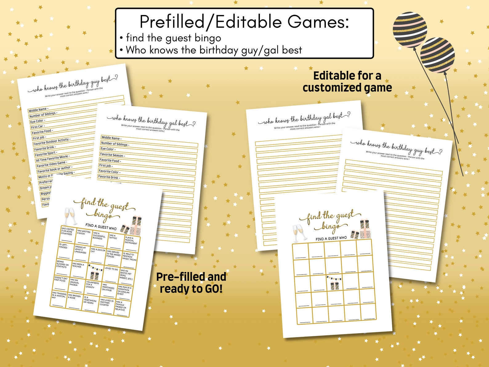 61st Birthday Party Games Bundle | Born in 1964 Games | Editable Sixty ...