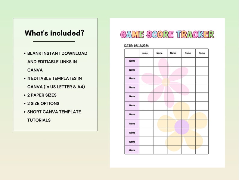 Game Score Tracker Perfect for Family Game Night, Has Seasonal Themes ...