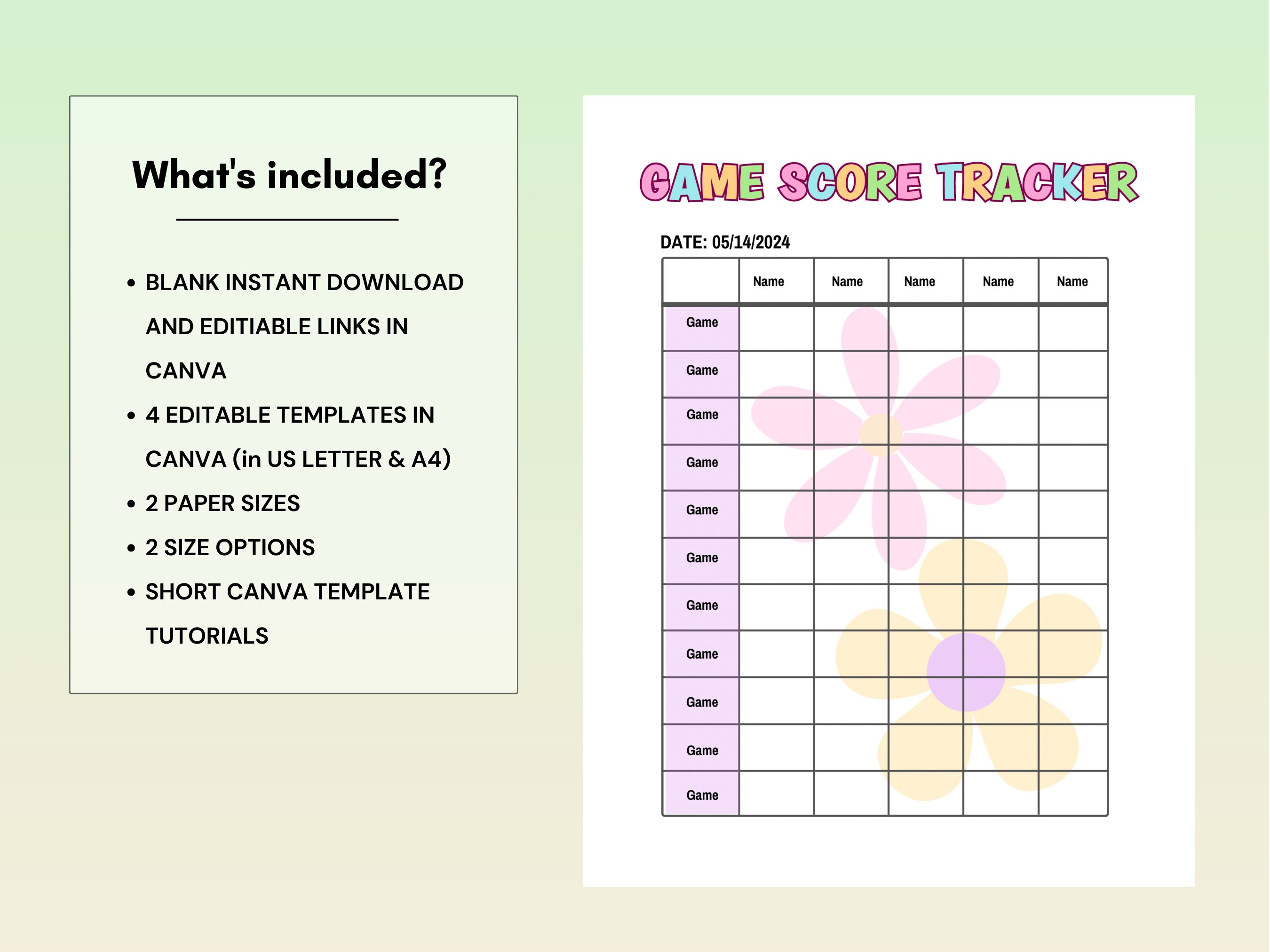 Game Score Tracker Perfect for Family Game Night, Has Seasonal Themes ...