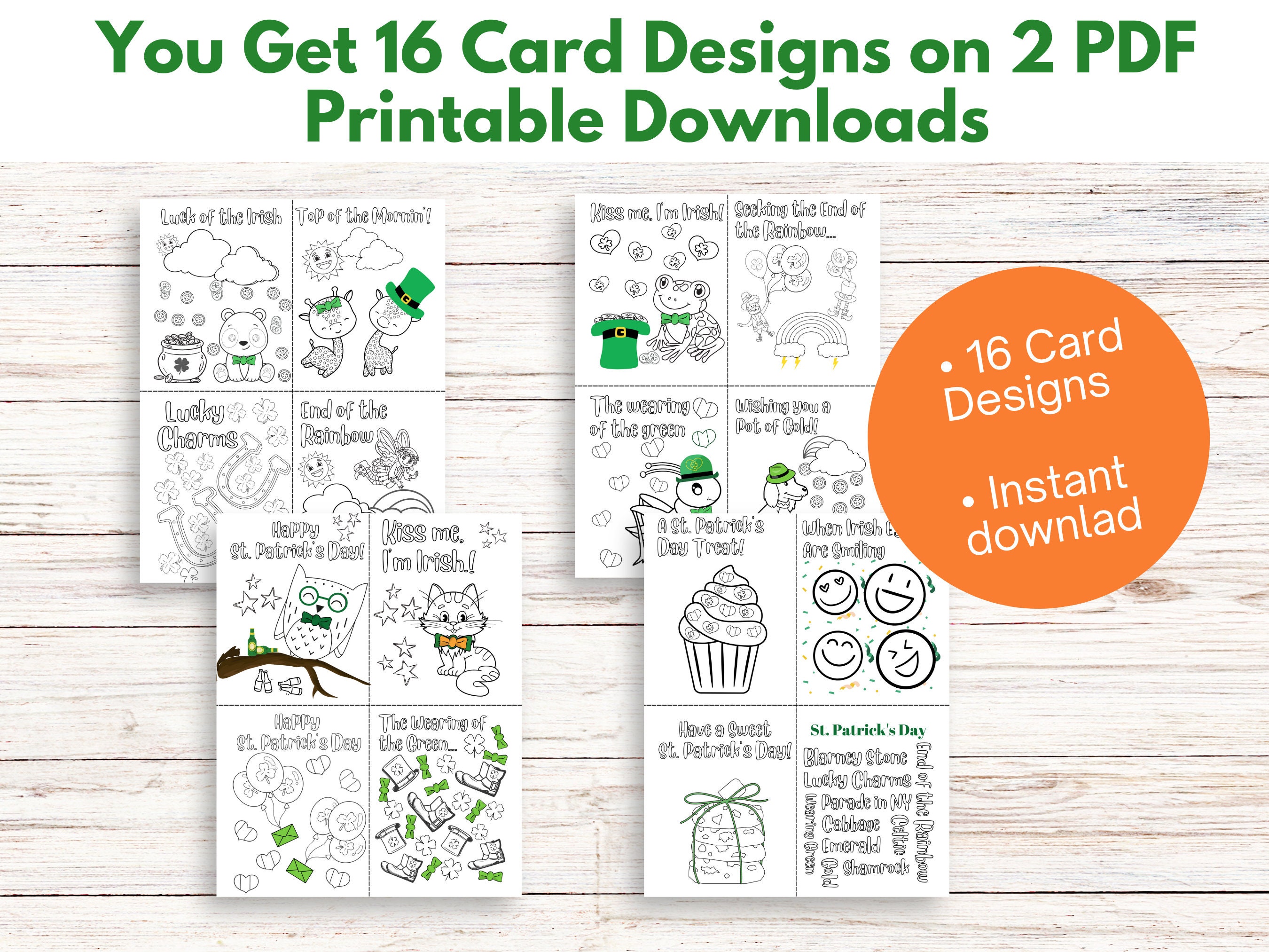 St Patricks Day Coloring Cards for Kids | Coloring Pages for Kids | St ...