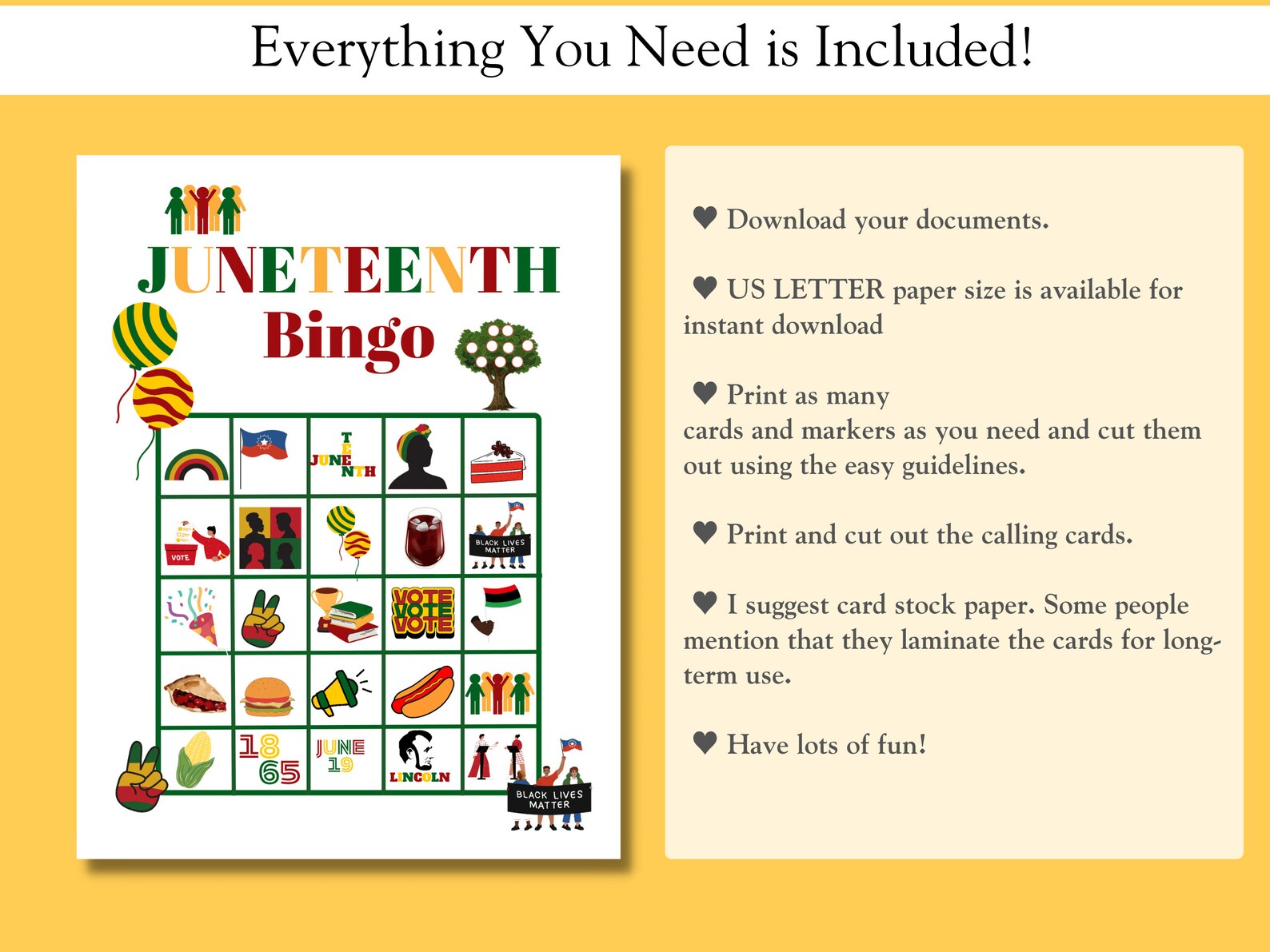 Printable Juneteenth Party Bingo Game for Kids and Adults | Black ...