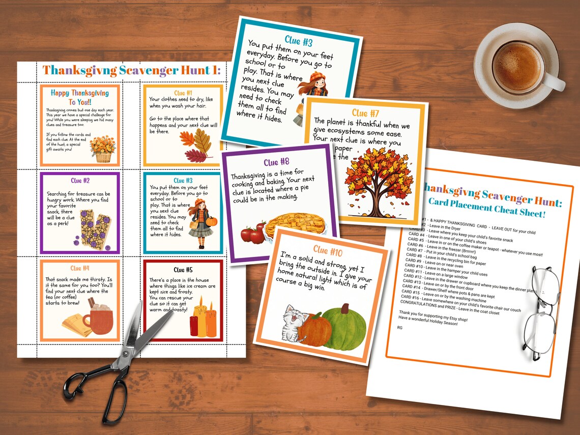 Editable Indoor Thanksgiving Scavenger Hunt Game for Kids Thanksgiving ...