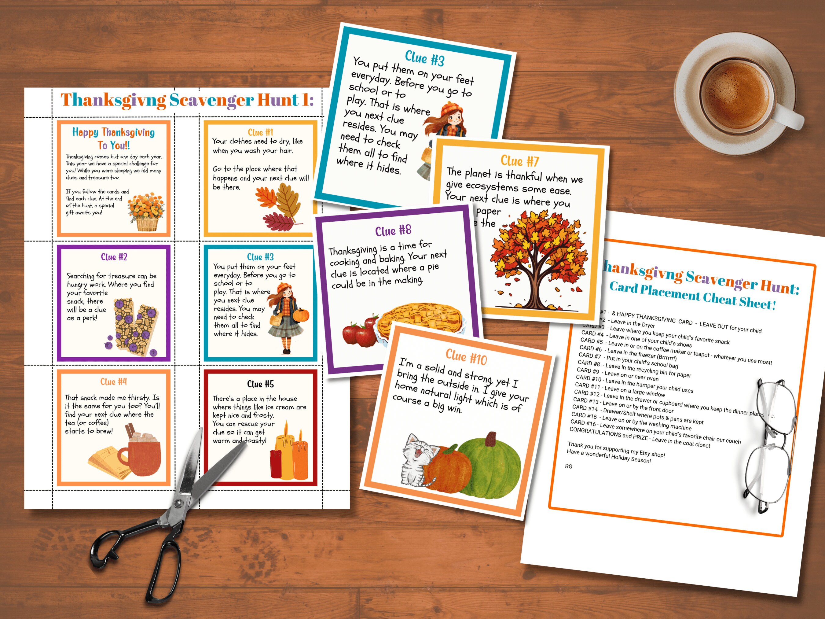 Editable Indoor Thanksgiving Scavenger Hunt Game for Kids Thanksgiving ...