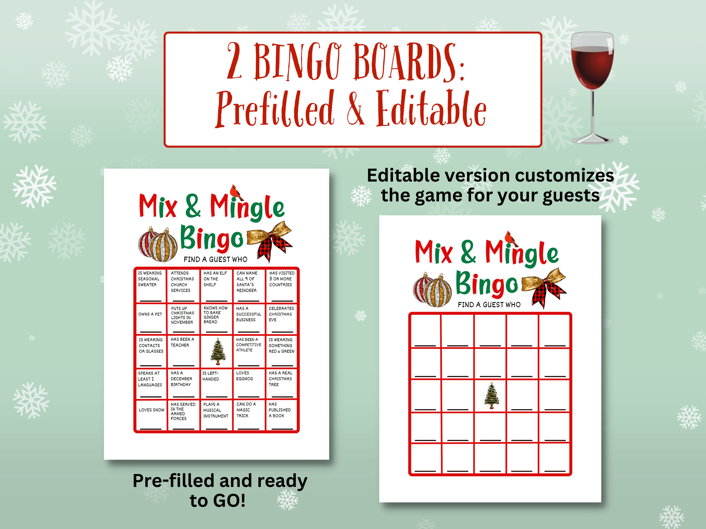 Mix and Mingle Christmas Bingo Party Game | Find the Guest Bingo Game ...