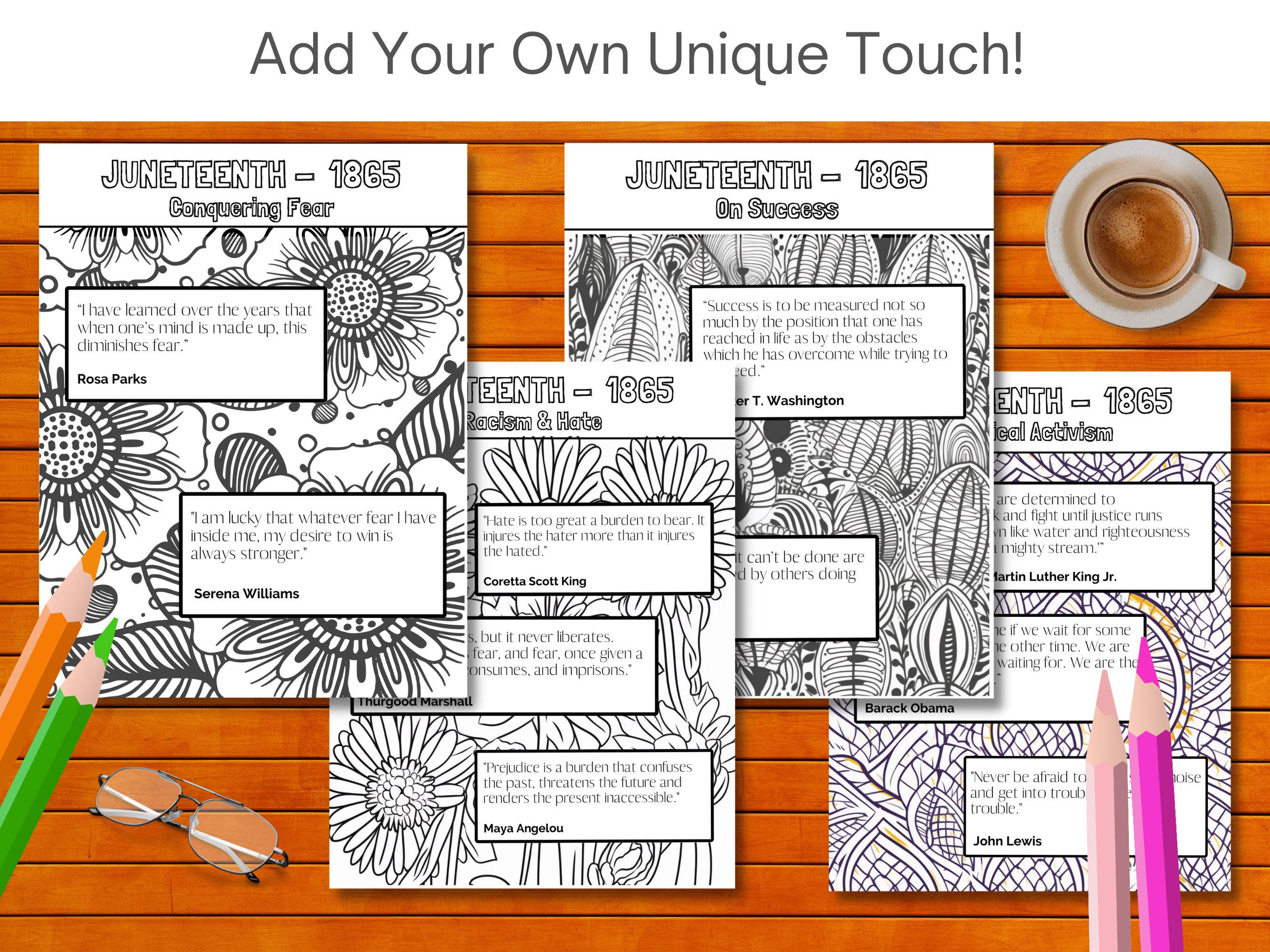 Juneteenth Coloring Sheets and Famous Quotes From Black Historys Great ...