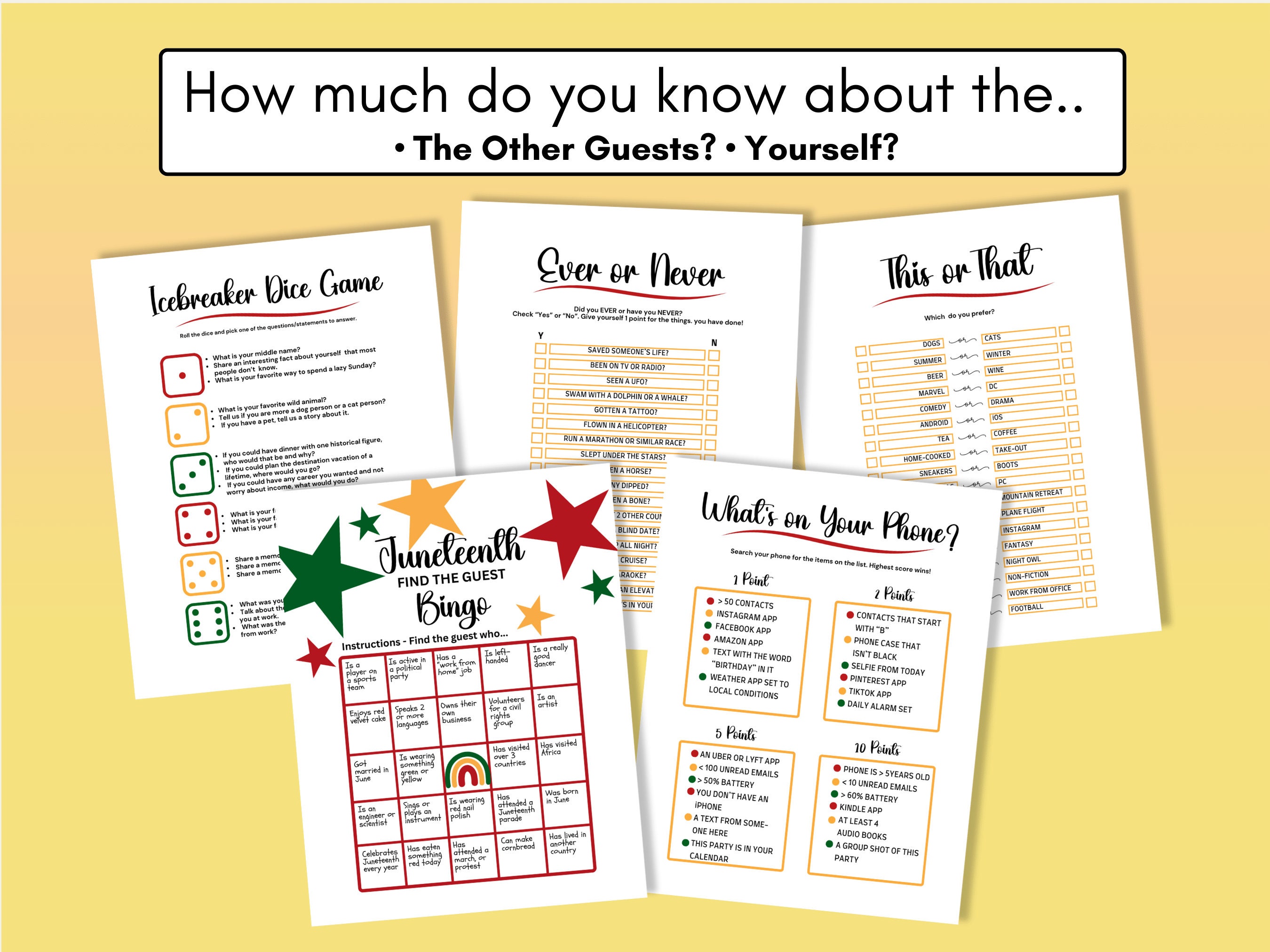 Editable Juneteenth Icebreaker Party Game Bundle, Find the Guest Bingo ...