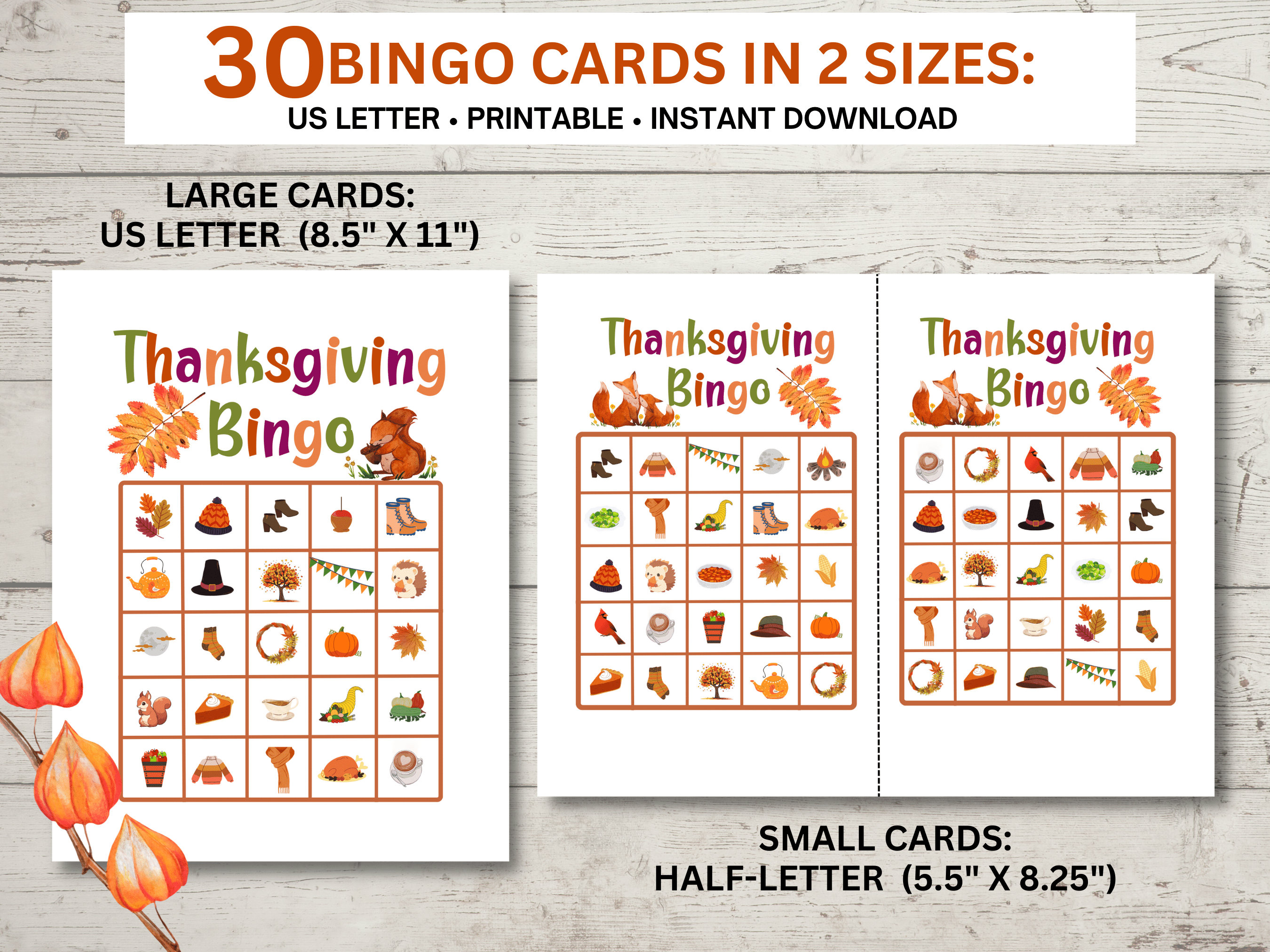 Printable Thanksgiving Bingo Game for Adults and Kids | Family Game ...