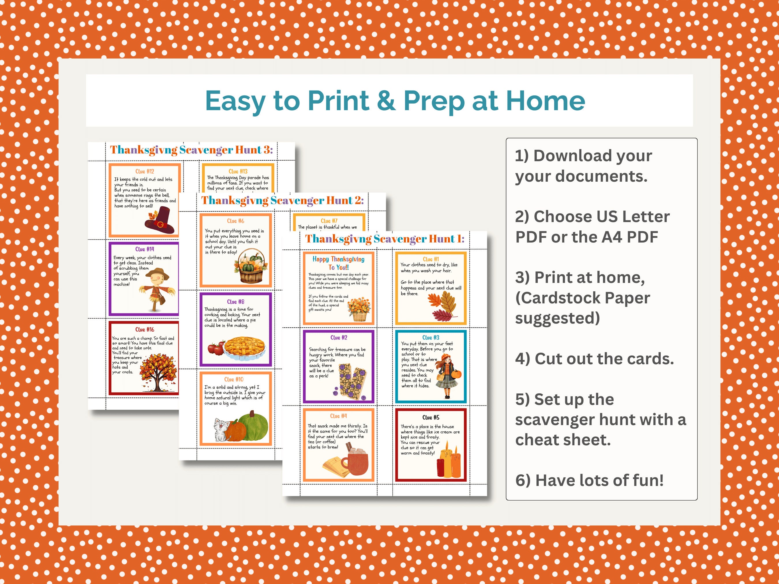 Editable Indoor Thanksgiving Scavenger Hunt Game for Kids Thanksgiving ...