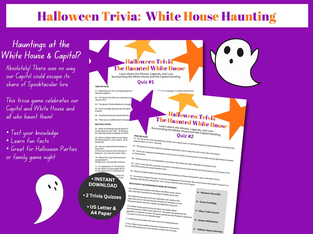 Halloween Trivia Game | the Haunted White House | Fall Trivia Games ...