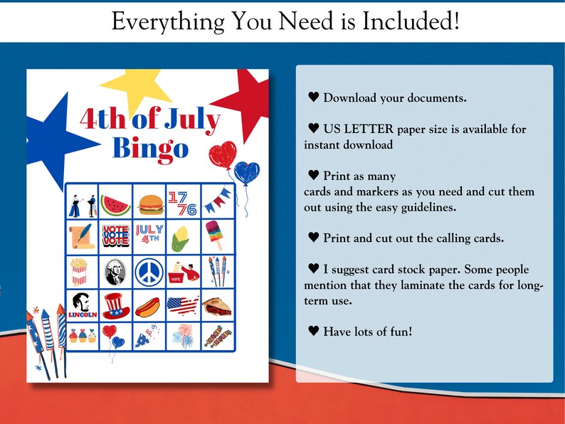 Printable 4th of July Bingo Game | Independence Day Celebration Bingo ...