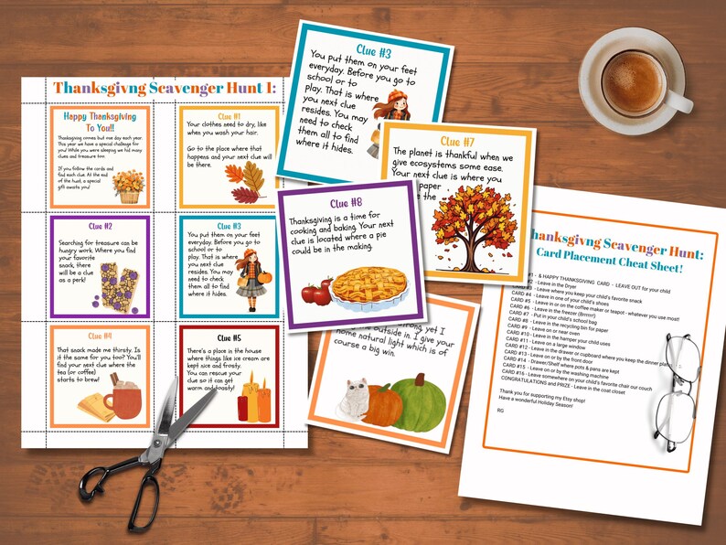 Editable Indoor Thanksgiving Scavenger Hunt for Kids and Tweens ...