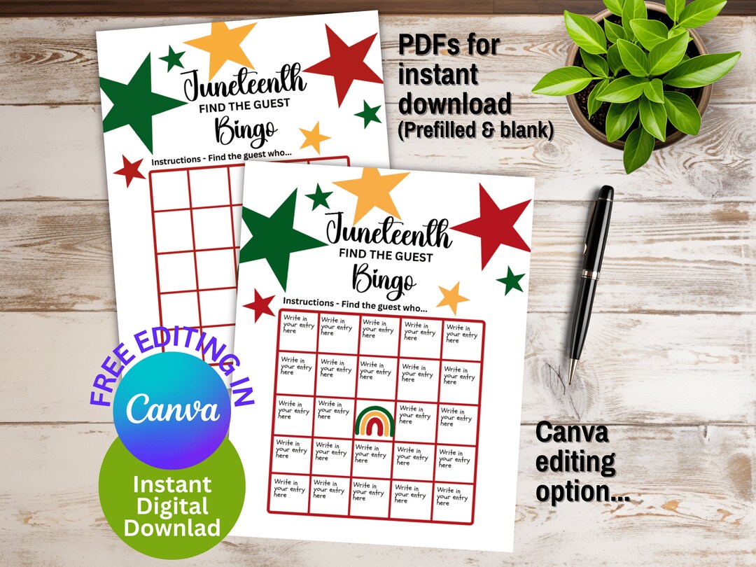 Juneteenth Find the Guest Bingo, Instant Download and Editable Canva ...