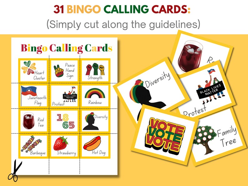 Printable Juneteenth Party Bingo Game for Kids and Adults | Black ...