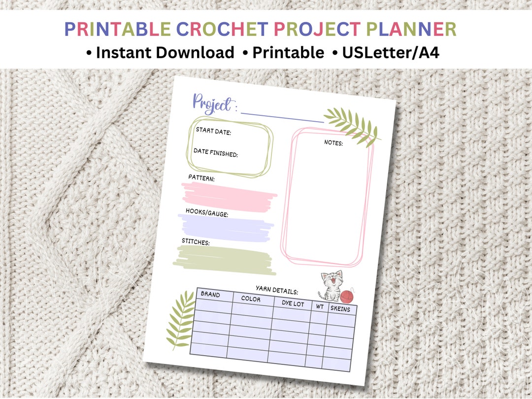 Printable Crochet Project Planner and Journal With a Bonus Row Counter ...
